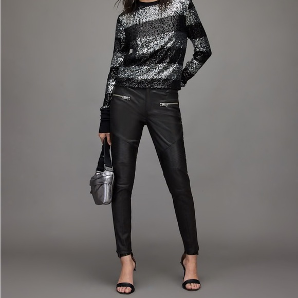 All Saints | Jeans | Allsaints Suri Biker Sheep Leather Jeans Pants ...
